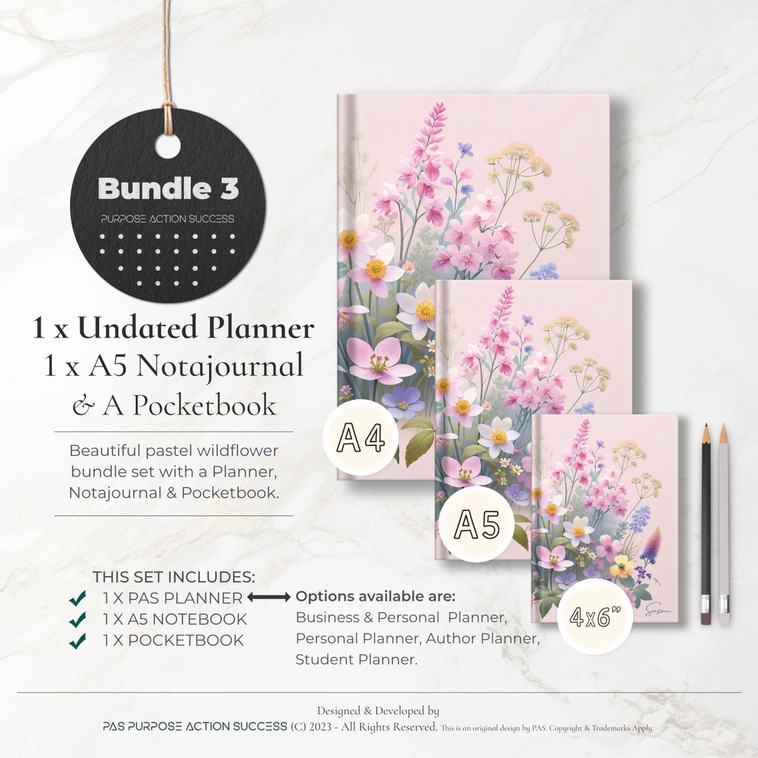 Bundle 3: Wildflower Gift Set, Personalized A4 Planner, A5 Notajournal ...