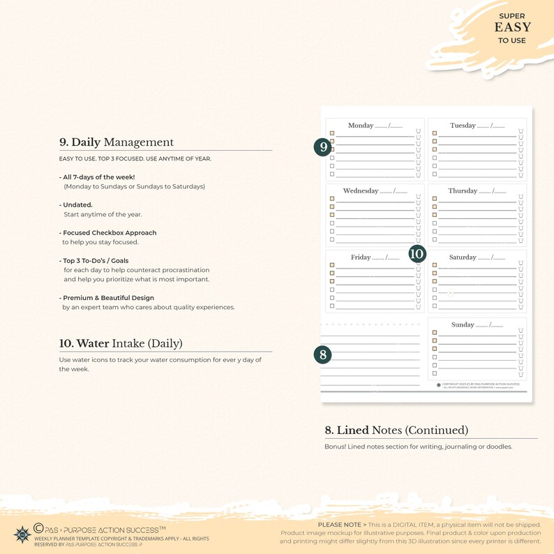 Weekly Planner Notepad Printable Undated Daily Planner Weekly to Do ...