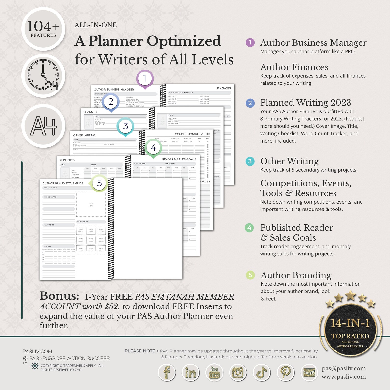 Writer Planner 2023 Diary Author 14-in-1 Writing Author - Etsy