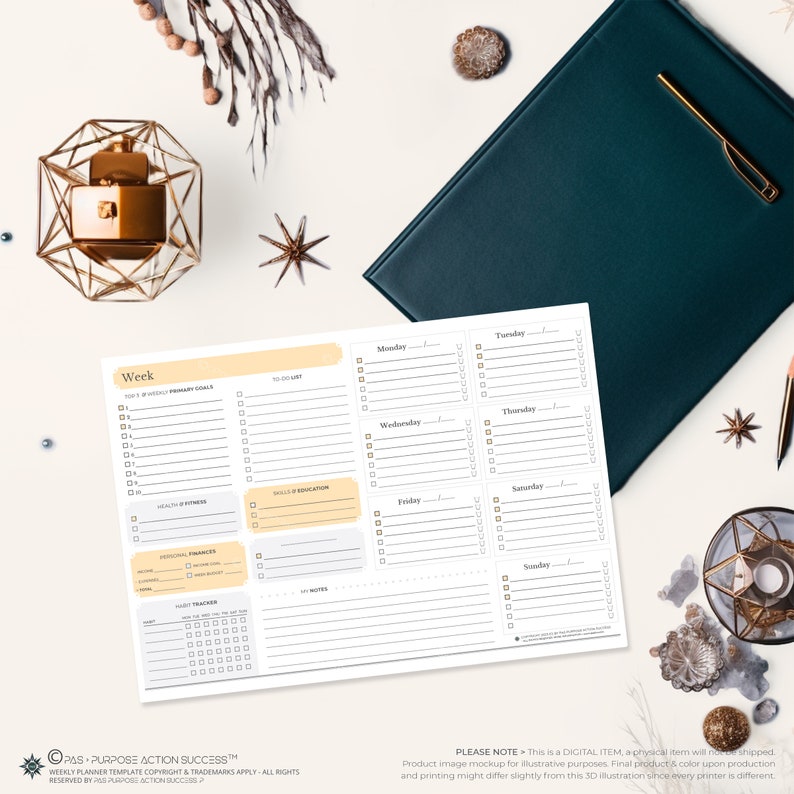 Weekly Planner Notepad Printable Undated Daily Planner Weekly to Do ...