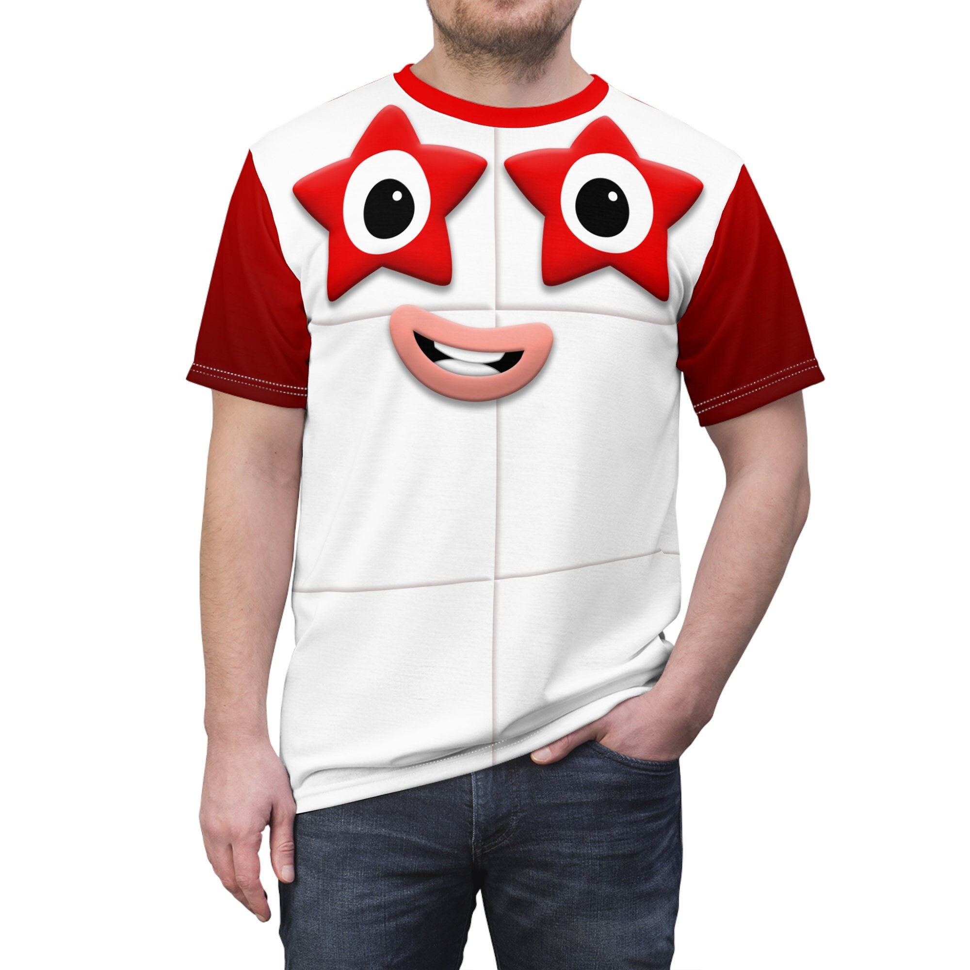 Number Ten White and Red Blocks Costume, 10 Block Face Cosplay, Num ...