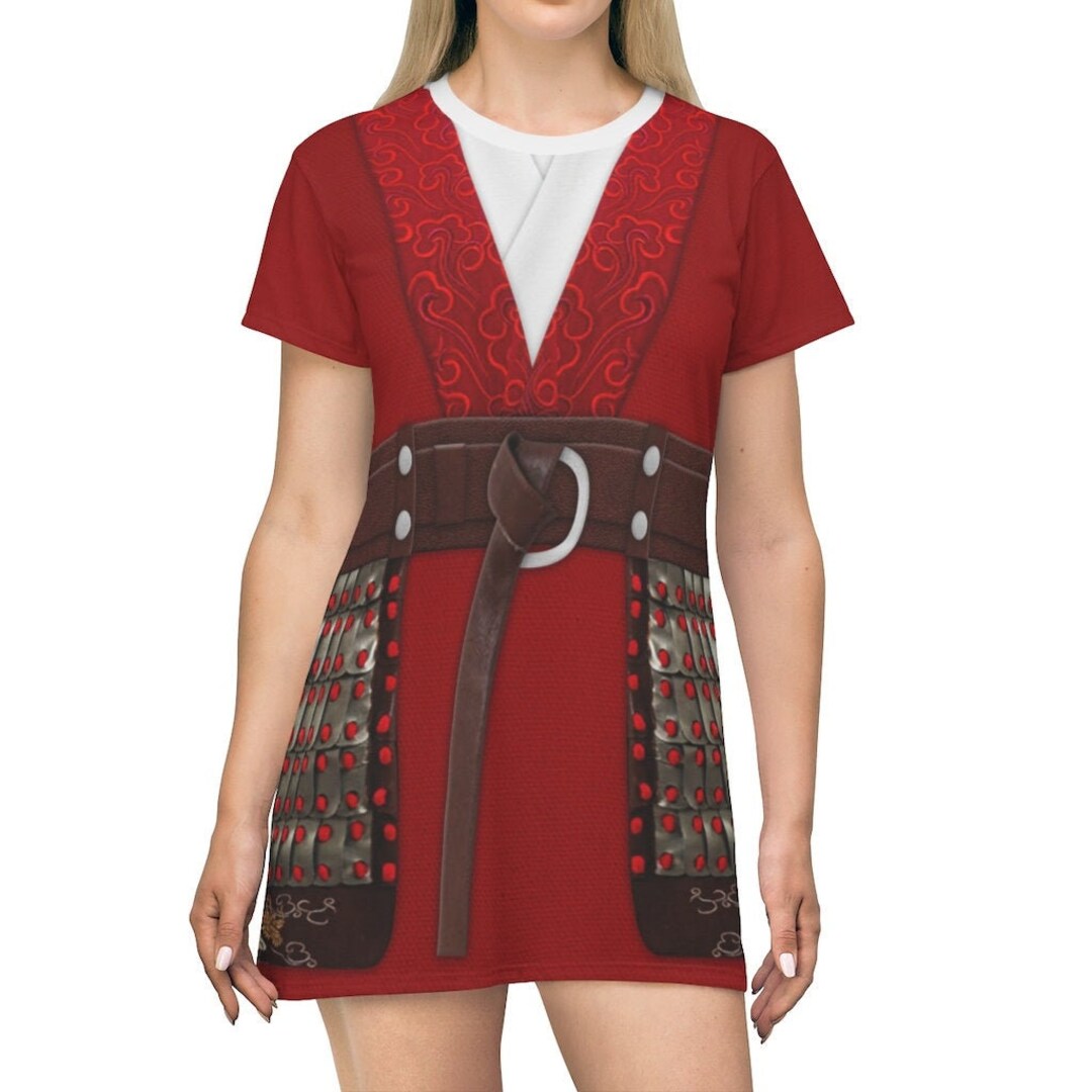 Mulan Adult Costume, Mulan Red Hanfu Short Sleeve Dress, Disney ...