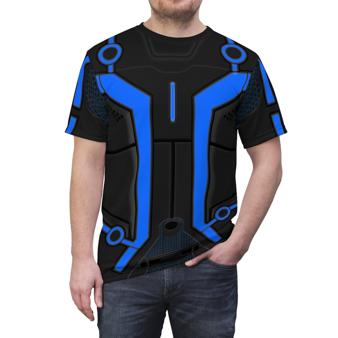Blue Tron Legacy Shirt, Blue Gaming Program Cosplay Costume, Tron City ...