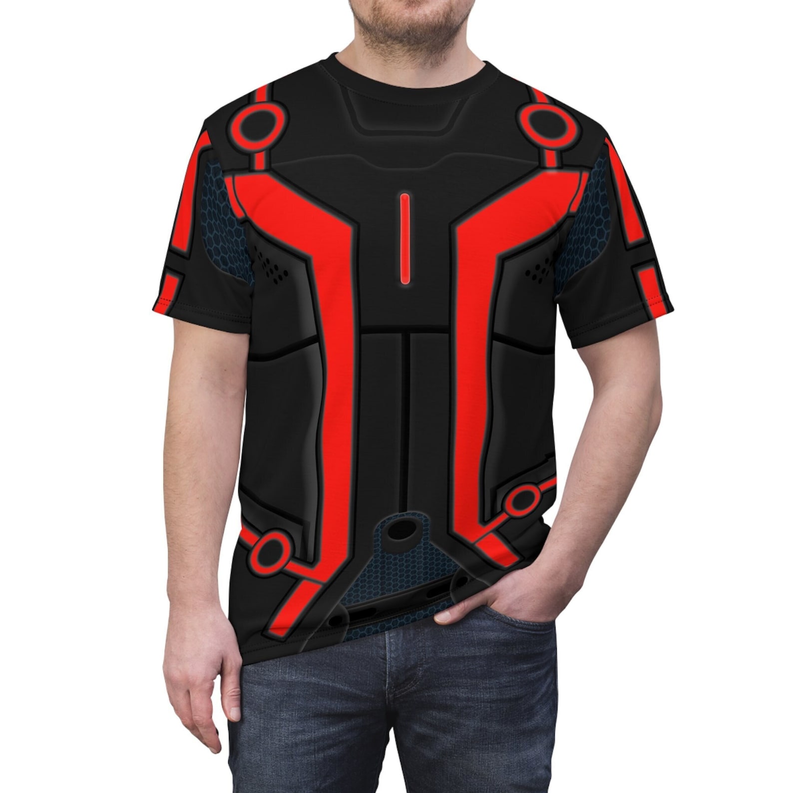Red Tron Shirt, Tron Legacy Costume, Tron City Cosplay, Tomorrowland ...