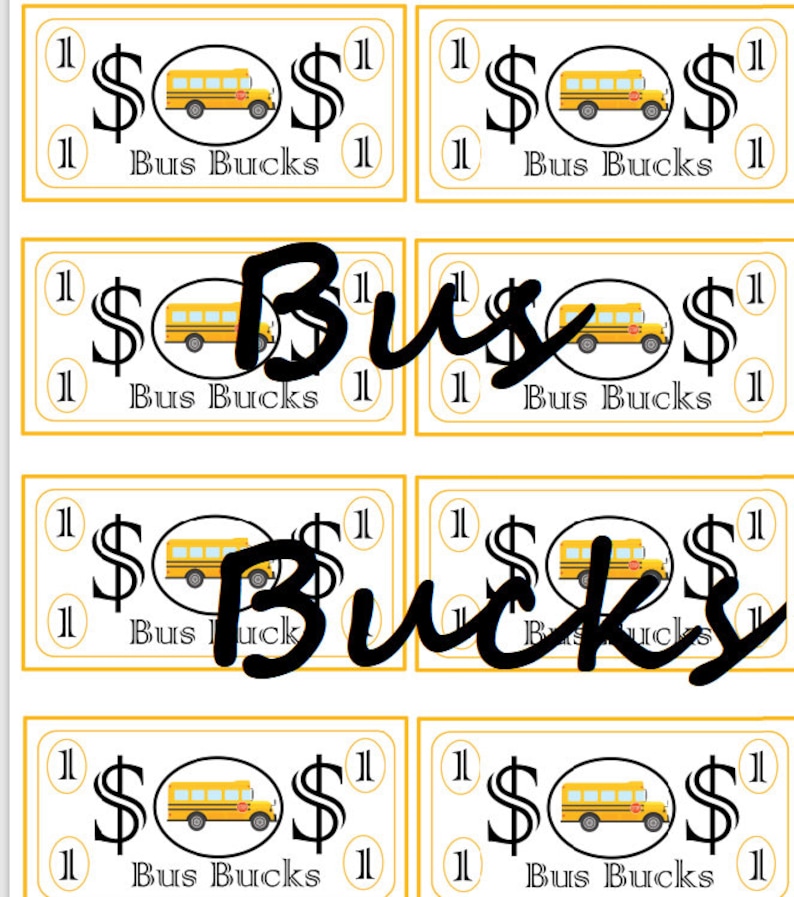 Bus Bucks, Reward Bucks, Printable Money, Play Money for Rewards ...