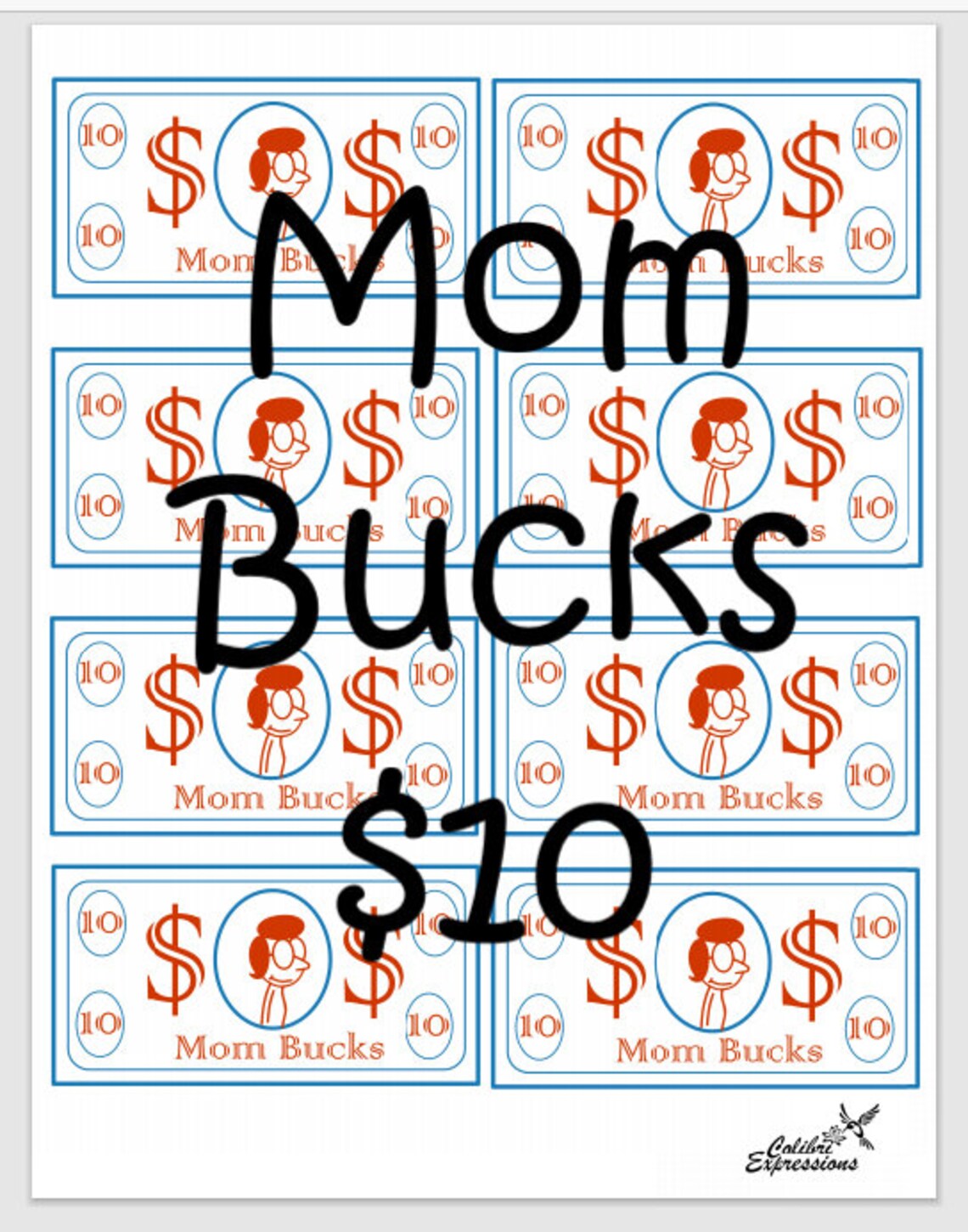 Printable Mom Bucks, Printable Money, Play Money for Rewards, Behavior ...