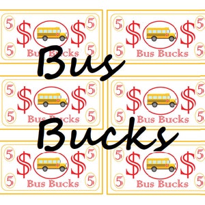 Bus Bucks, Reward Bucks, Printable Money, Play Money for Rewards ...