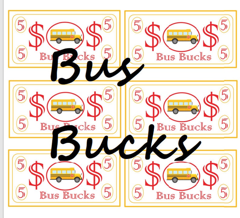 Bus Bucks, Reward Bucks, Printable Money, Play Money for Rewards ...