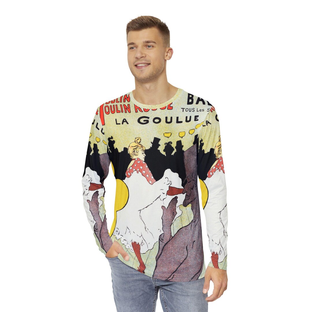 Vintage Men Shirt Toulouse Lautrec Moulin Rouge La Goulue Poster Long ...