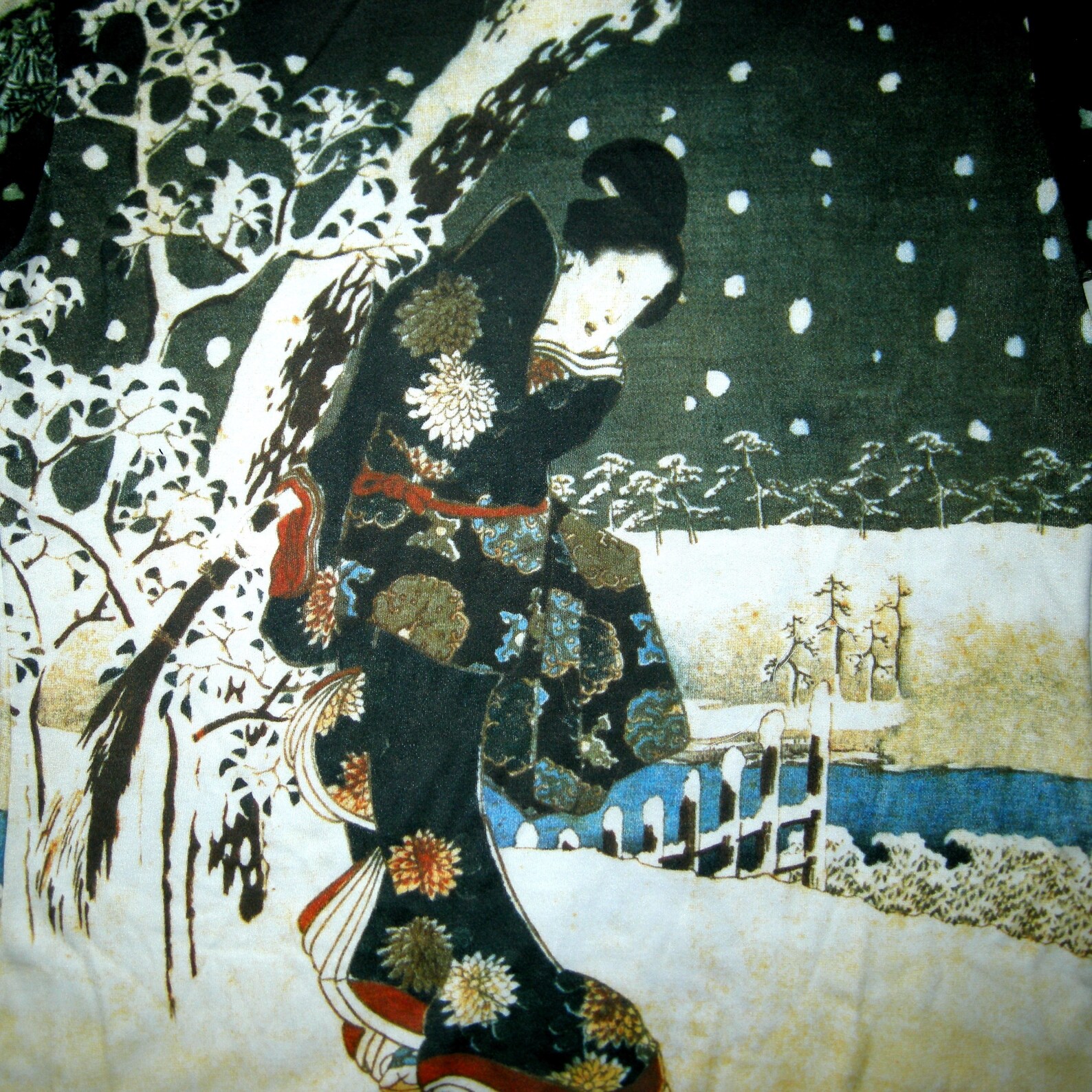 Hiroshige Snow Scene Long Sleeve T-shirt: Japanese Geisha Ukiyoe Art - Etsy