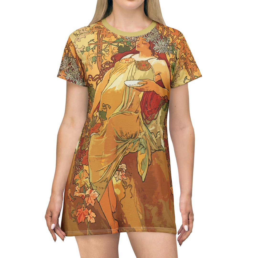 Alphonse Mucha 'autumn' T-shirt Dress: Art Nouveau Costume - Etsy