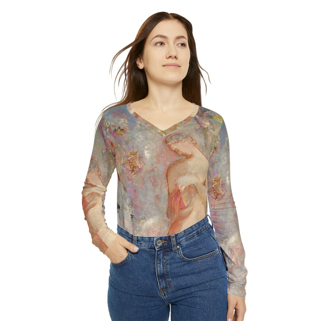 Odilon Redon Pandora V-neck Long Sleeve Shirt: Fine Art Fashion - Etsy