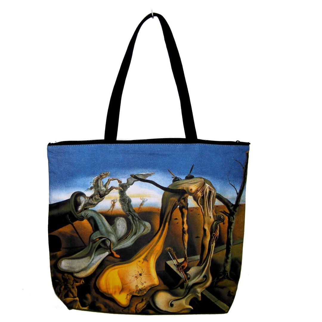 Dali Daddy Longlegs Print Canvas Tote Bag - Surrealist Art Zipper ...