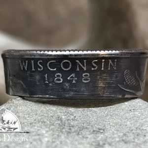 WISCONSIN US State Quarter Coin Ring Size 6-14 Coin Ring Coin Jewelry ...