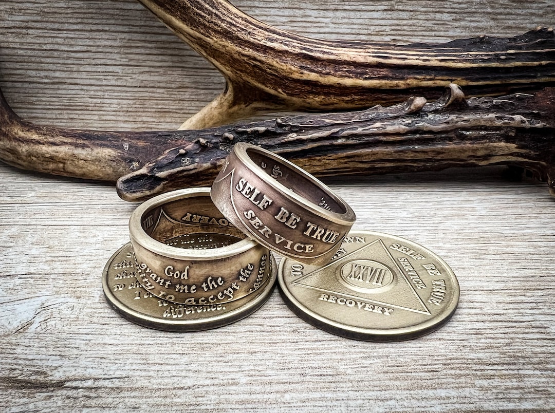 Sobriety AA Recovery Chip Alcoholics Anonymous Coin Ring NA Coin ...