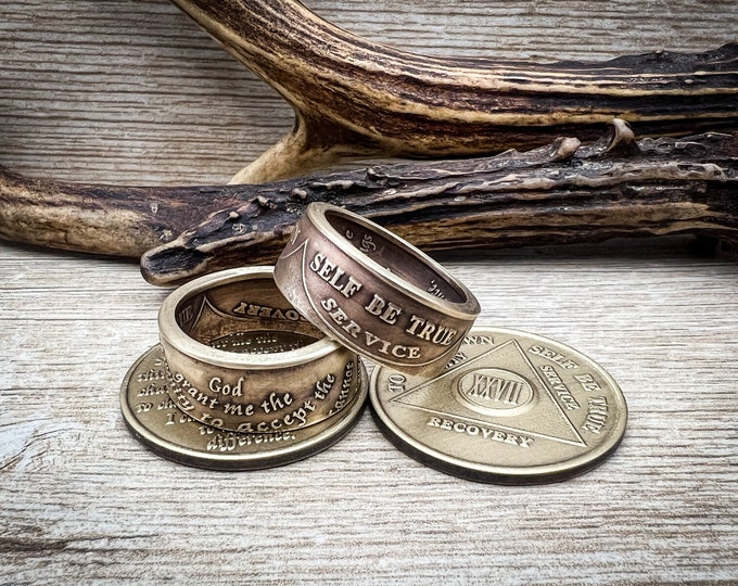 Sobriety AA Recovery Chip Alcoholics Anonymous Coin Ring NA Coin ...