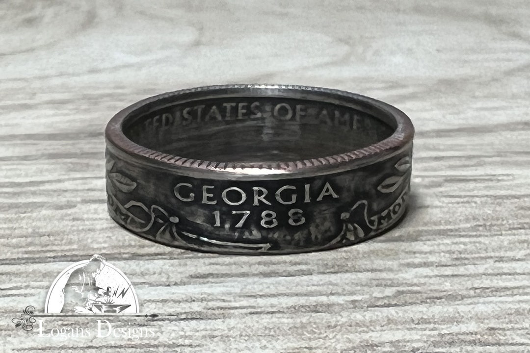 GEORGIA US State Quarter Coin Ring Size 6-14, Powder Coated, Coin ...