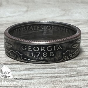 GEORGIA US State Quarter Coin Ring Size 6-14, Powder Coated, Coin ...