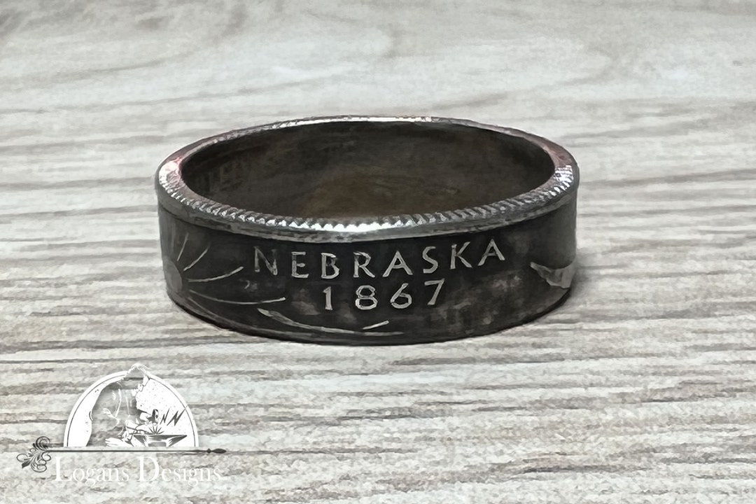NEBRASKA US State Quarter Coin Ring Size 6-14, Powder Coated, Coin ...