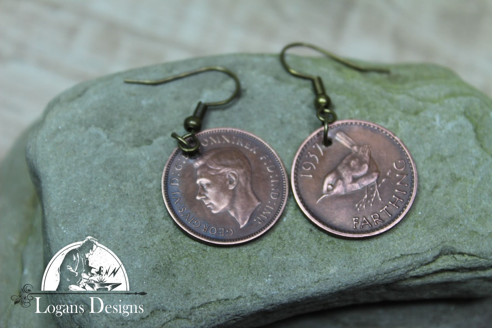 GREAT BRITAIN FARTHING 1937 Earrings Gift for Women | Etsy