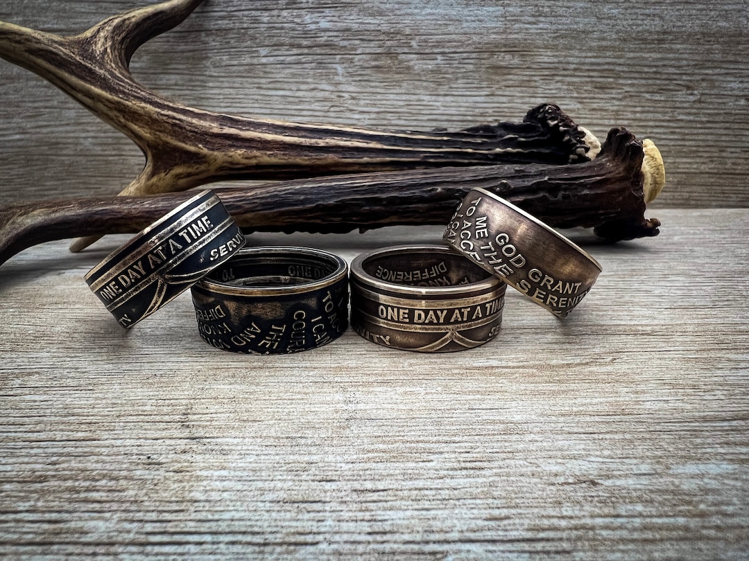 AA Ring 2, Sobriety, AA Anniversary, Alcoholics Anonymous, Coin Ring ...