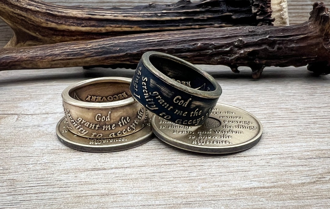 Serenity Prayer AA Ring, Sobriety, AA Anniversary, Alcoholics Anonymous ...