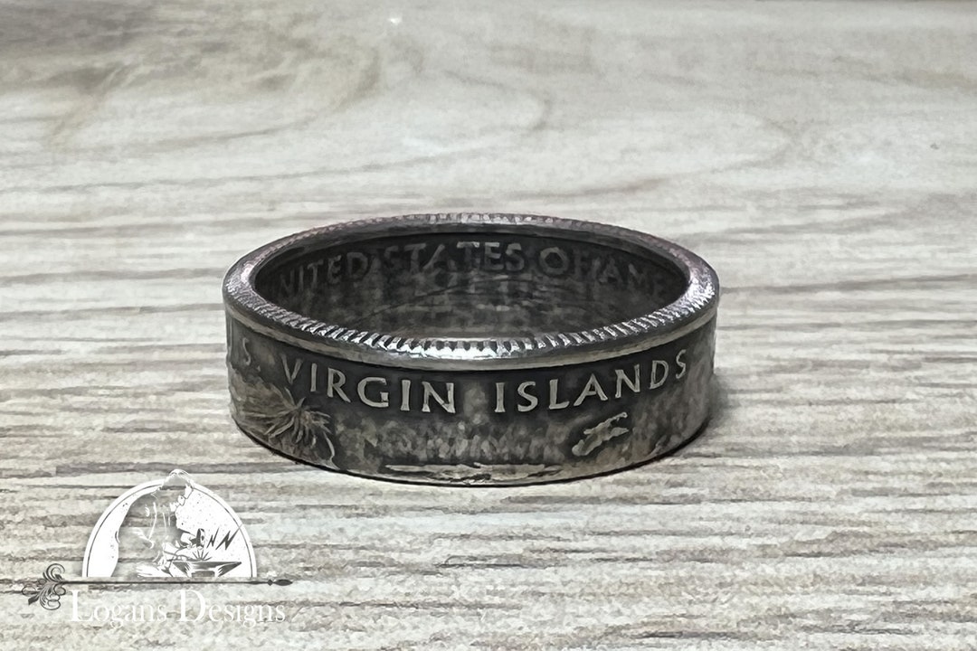 VIRGIN ISLANDS US State Quarter Coin Ring Size 6-14, Powder Coated ...