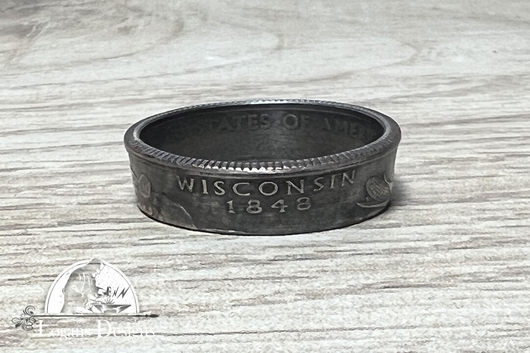 WISCONSIN US State Quarter Coin Ring Size 6-14 Coin Ring Coin Jewelry ...