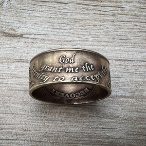 Serenity Prayer AA Ring, Sobriety, AA Anniversary, Alcoholics Anonymous ...