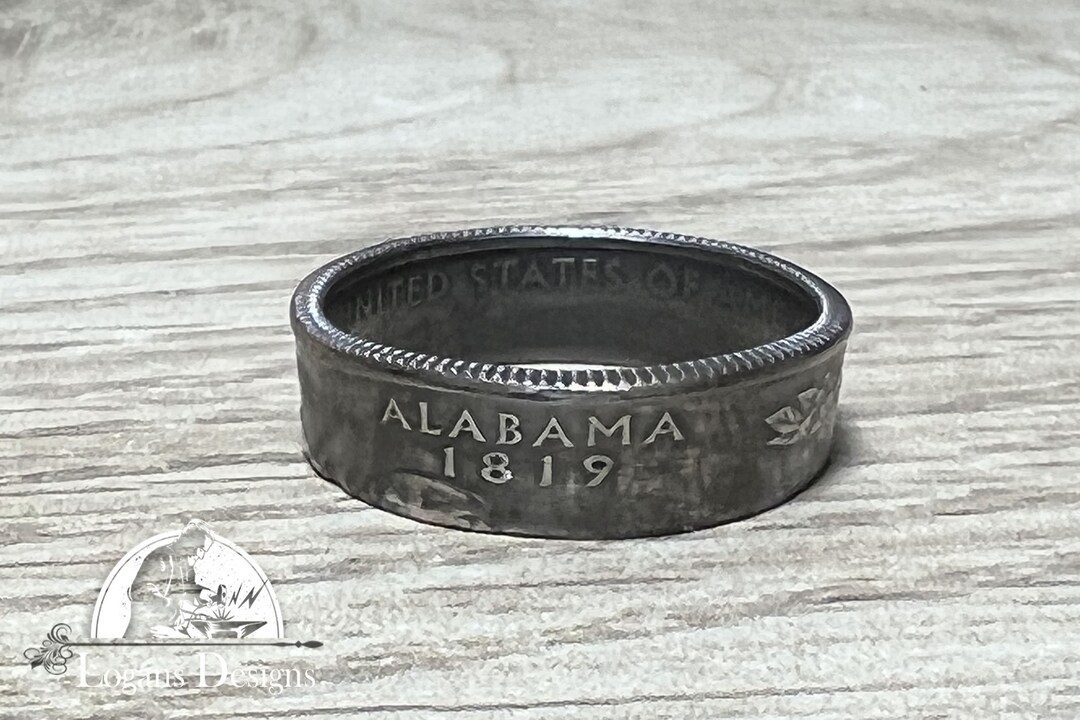 ALABAMA US State Quarter Coin Ring Size 6-14, Coin Ring, Coin Jewelry ...
