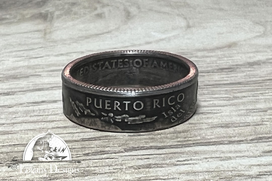 PUERTO RICO US State Quarter Coin Ring Size 6-14 Coin Ring, Coin ...
