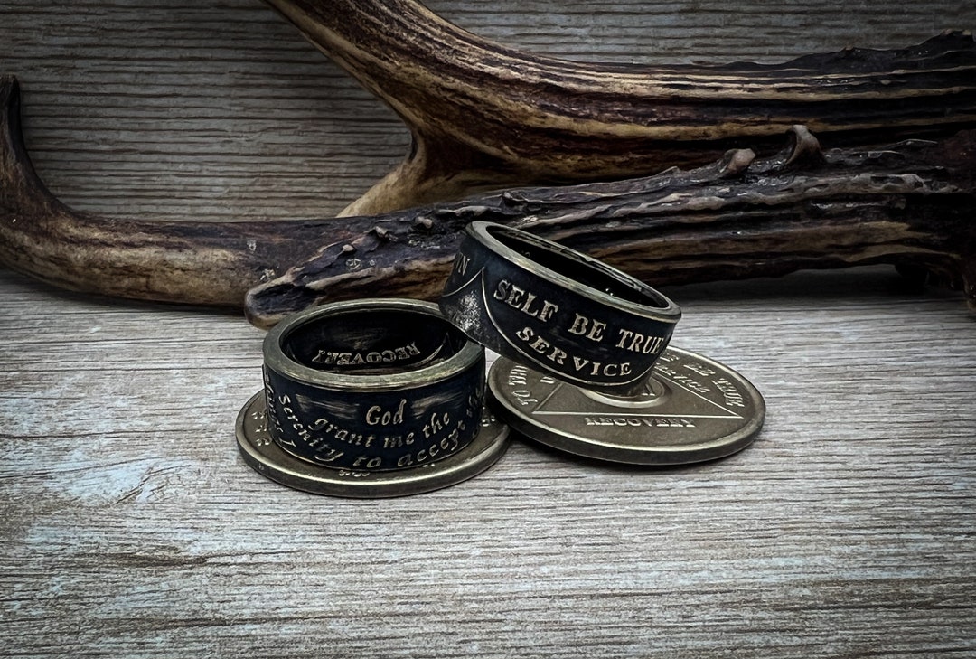 Alcoholics Anonymous Coin Ring NA Coin Recovery Jewelry Recovery Gift 5 ...