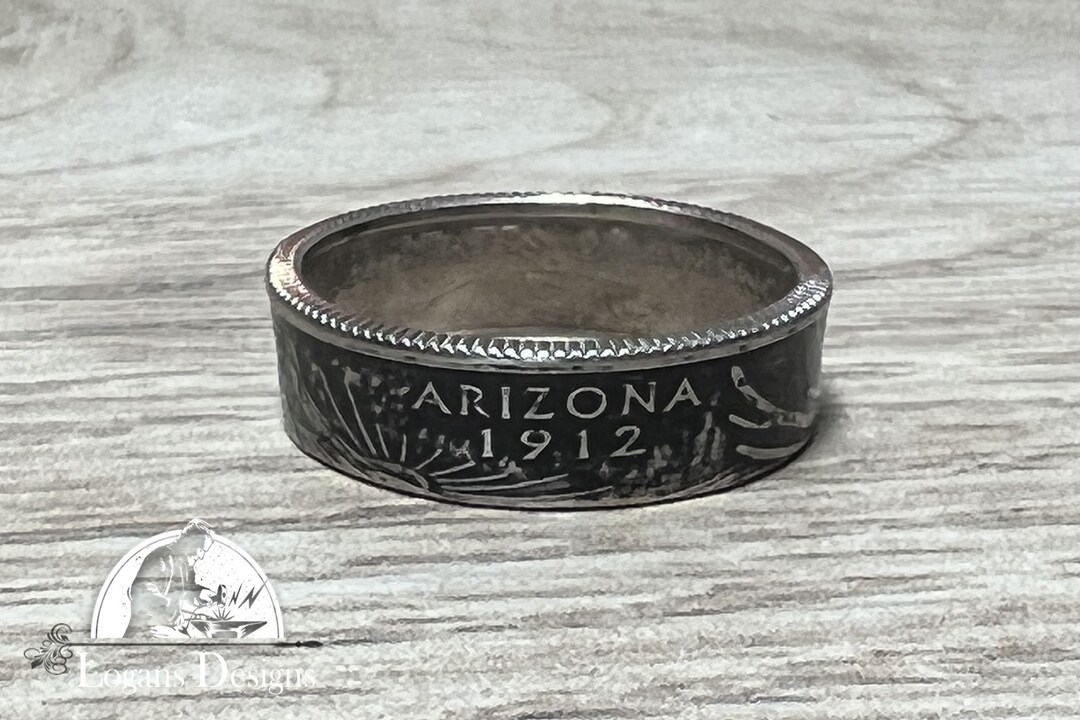 ARIZONA US State Quarter Coin Ring Size 6-14, Powder Coated, Coin ...