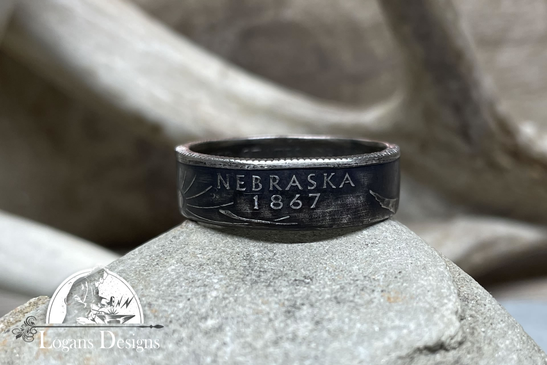 NEBRASKA US State Quarter Coin Ring Size 6-14, Powder Coated, Coin ...