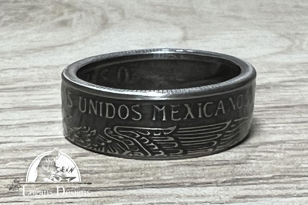 Mexican Coin Ring Powder Coated Ring Hand Made From Mexican Peso Coin ...