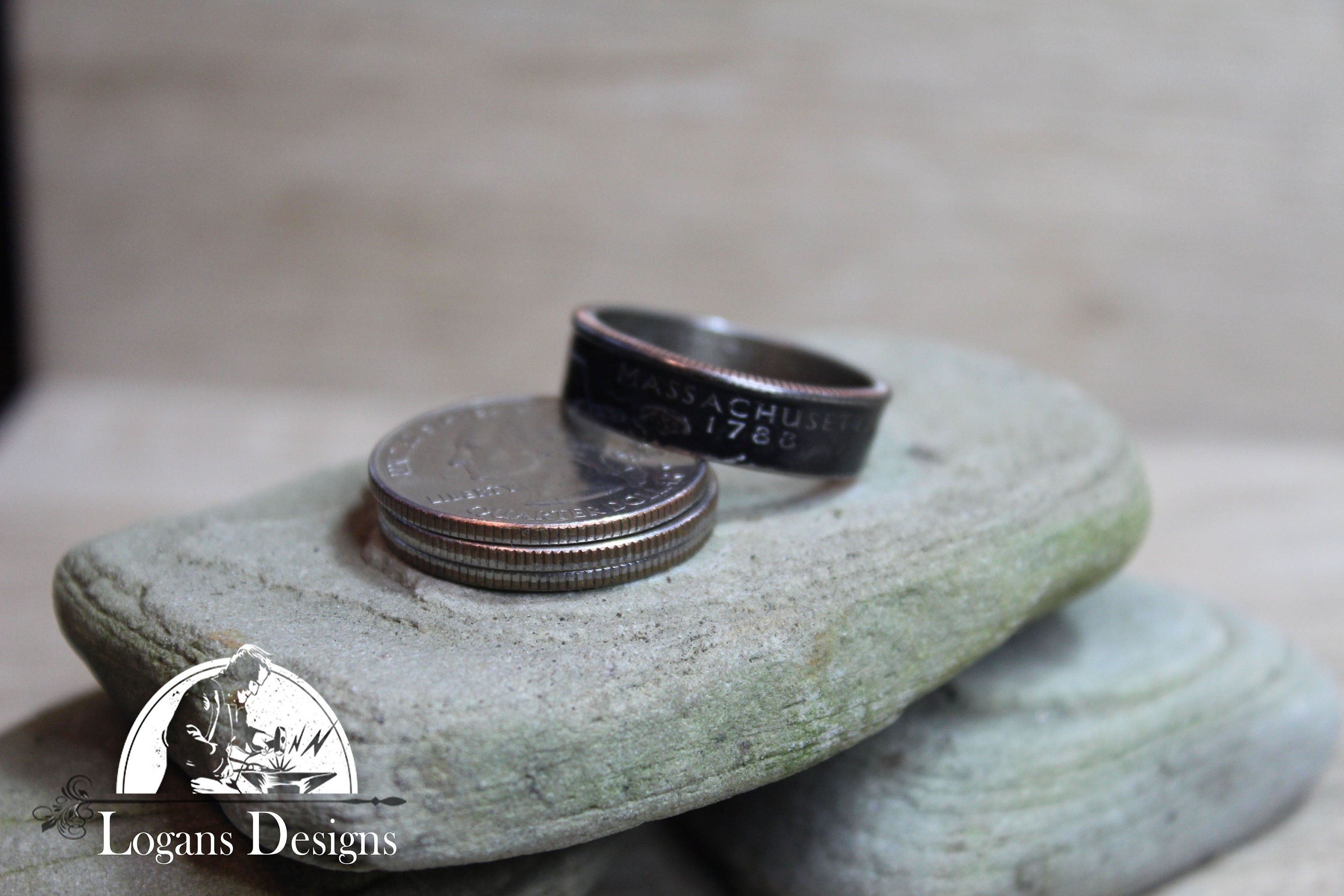 MASSACHUSETTS US State Quarter Coin Ring Size 6-14 Coin Ring Coin ...