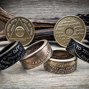 Sobriety AA Recovery Chip Alcoholics Anonymous Coin Ring NA Coin ...