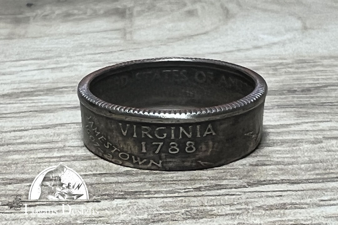 VIRGINA State Quarter Coin Ring Size 6-14, Coin Ring, Coin Jewelry ...