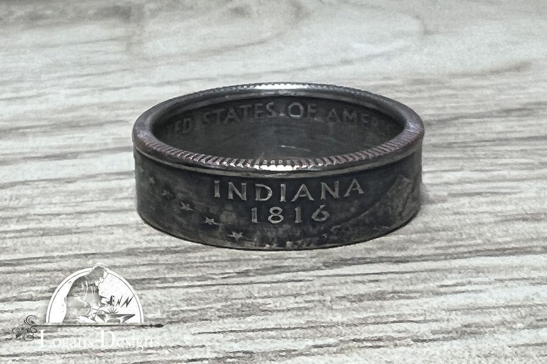 INDIANA US State Quarter Coin Ring Size 6-14, Coin Ring, Coin Jewelry ...