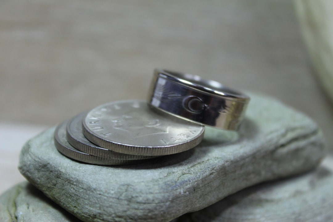 Turkey 100 Lira Coin Ring, Coin Jewelry, Random Years, Ring, Coin, Gift ...