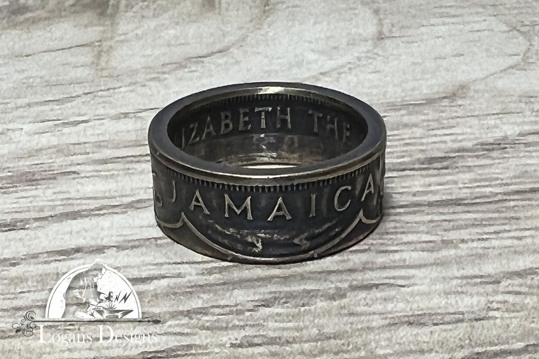 Jamaica Coin Ring 1 Penny Coin Rings for Men, Coin Rings for Women ...