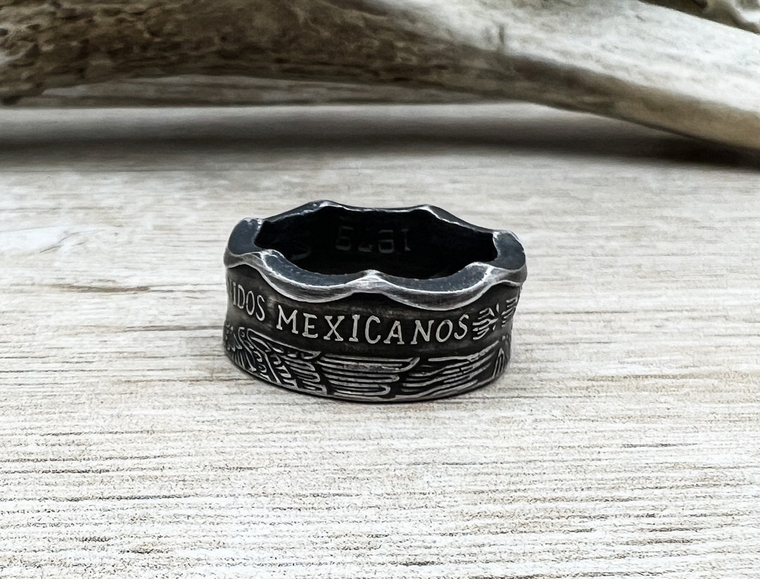 Mexican Coin Ring Powder Coated Ring Hand Made From Mexican Peso Coin ...
