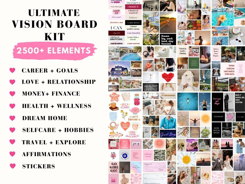 2026 Printable Vision Board Kit Bundle, 2500+ Images & Affirmations ...
