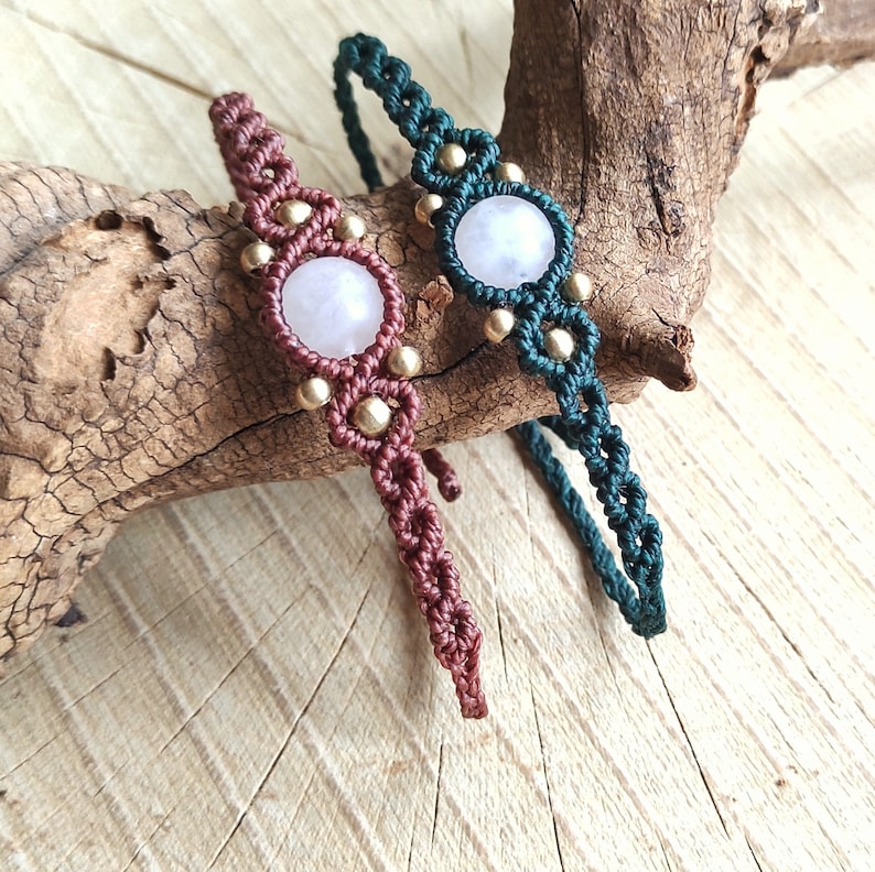 Boho Macrame Bracelets With Quartz Gemstone Simple Petite - Etsy