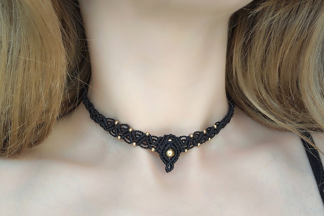 Small Macrame Choker Minimalist Handmade Necklace Charm Choker With ...