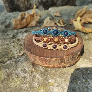 Boho Macrame Bracelets With Natural Gemstones, Simple, Petite, Hippie ...