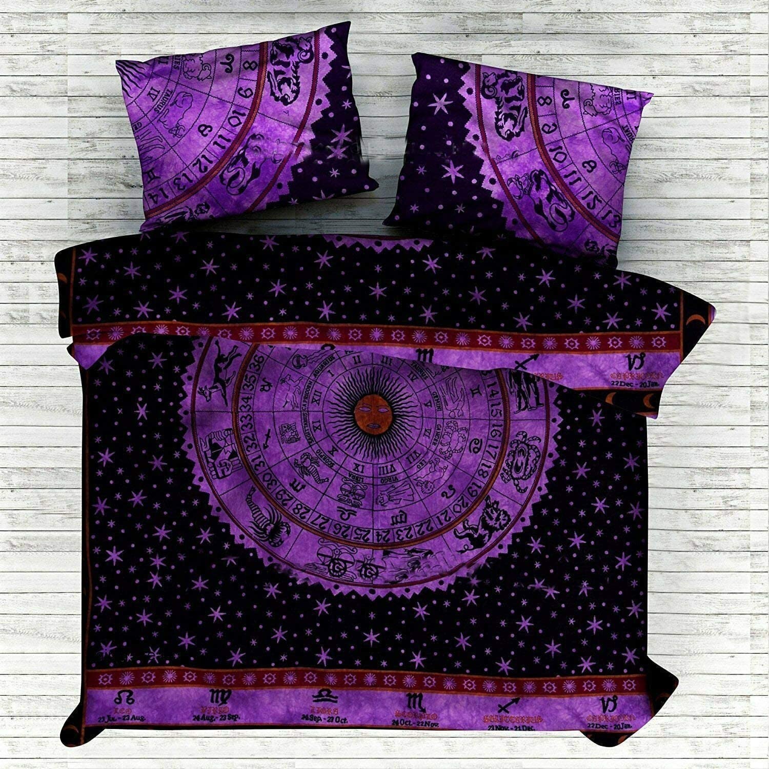 Zodiac Horoscope Mandala Duvet Cover Astrology Bohemian Hippie Dorm ...