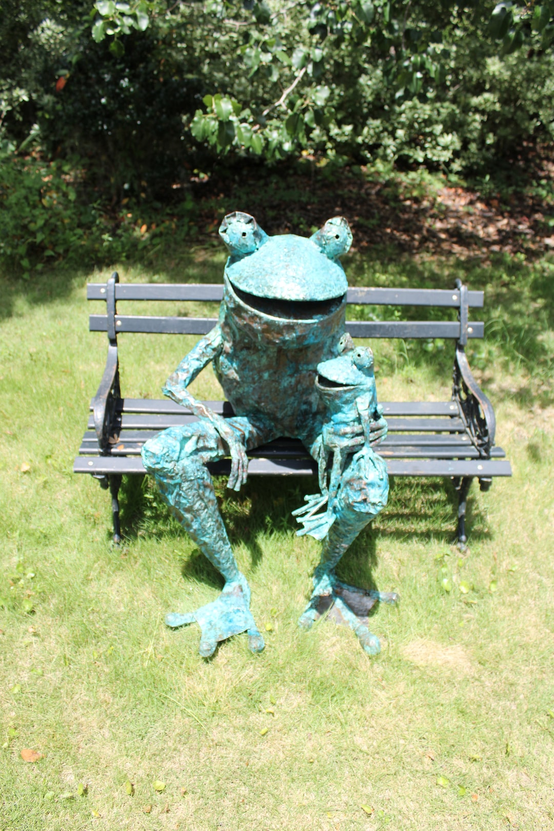 Parent Frog With Child Frog on Knee, Copper Bronze and Steel, by Beau ...