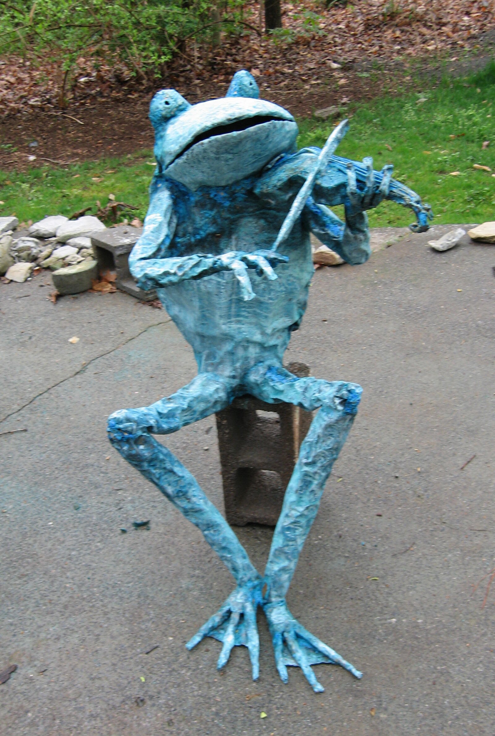 Human Sized Copper Frog Playing Fiddle/violin - Etsy