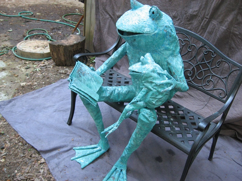 Human Sized Parent and Child Copper Frogs Reading a Book - Etsy